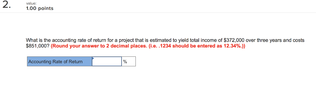 Solved What is the accounting rate of return for a project | Chegg.com