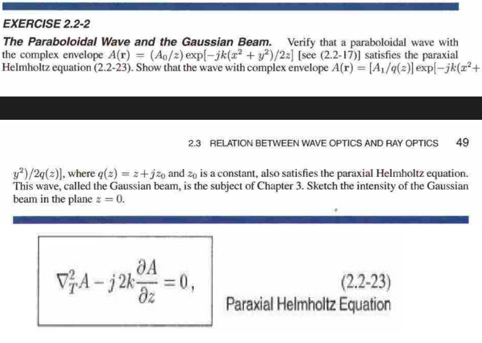 Solved Verify that a paraboloidal wave with the complex | Chegg.com