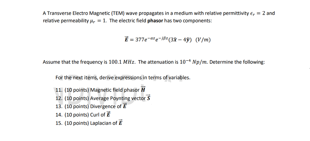 Solved A Transverse Electro Magnetic (TEM) wave propagates | Chegg.com