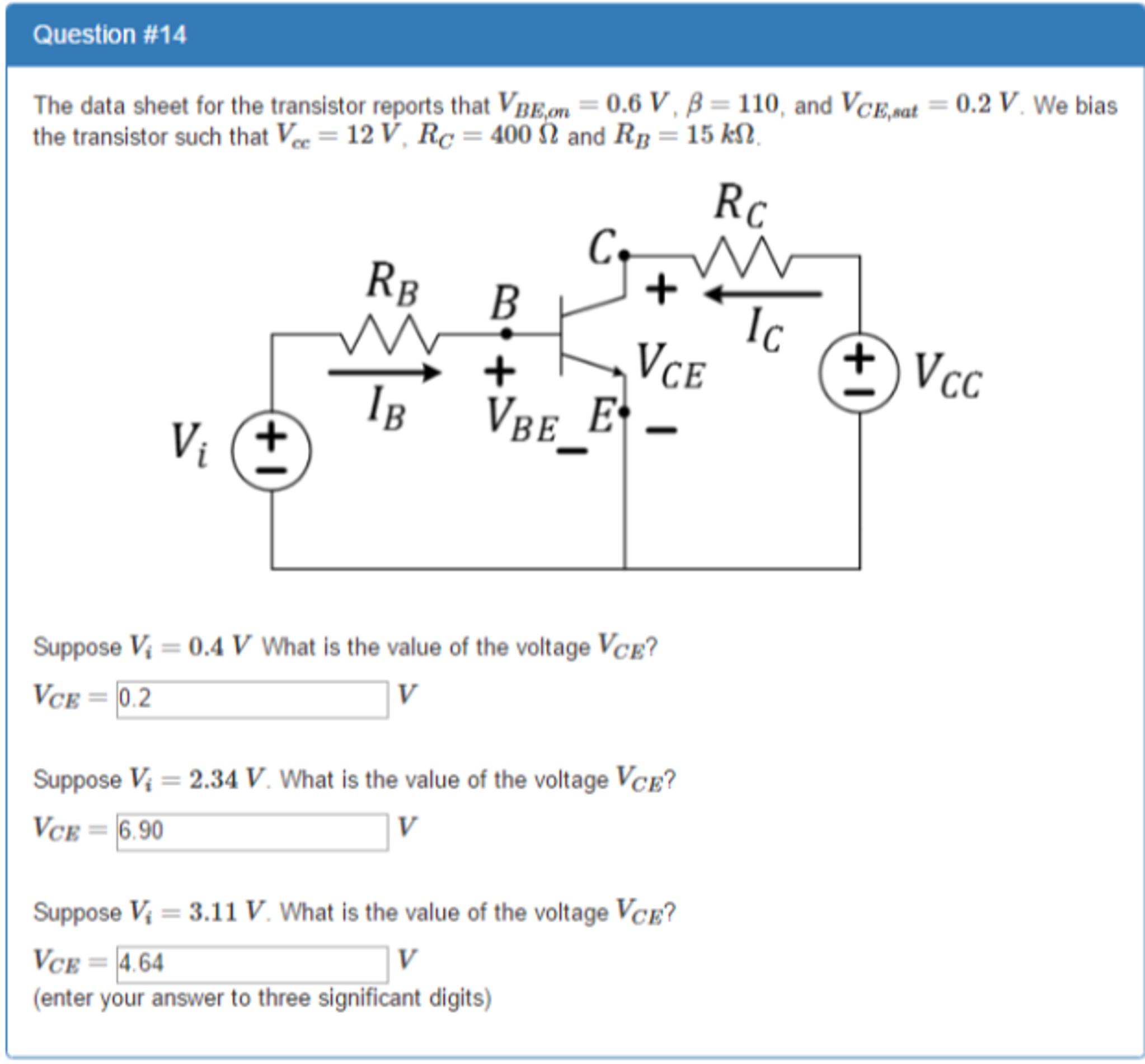 Solved The data sheet for the transistor reports that | Chegg.com