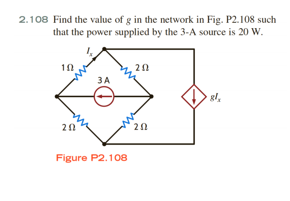Solved 2.108 Find the value of g in the network in Fig. | Chegg.com