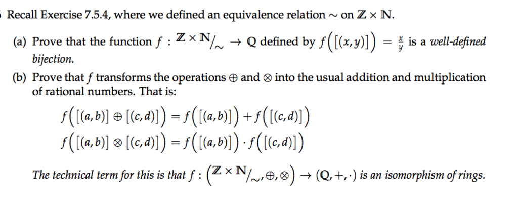 Solved 7.5.4 Consider the relation ~ defined on Z × N = | Chegg.com