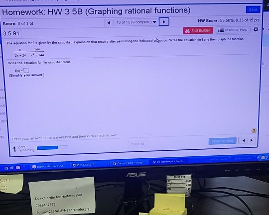 Solved Homework Hw 3 5b Graphing Rational Functions
