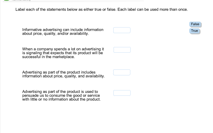 Solved Label each of the statements below as either true or | Chegg.com