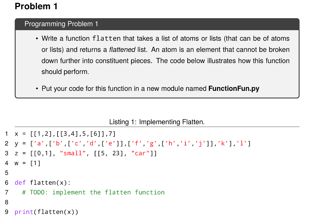 Solved Problem 1 Programming Problem 1 Write a function | Chegg.com