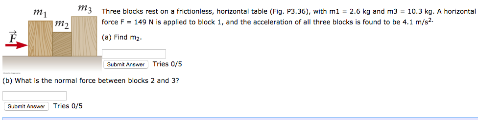 Solved: Three Blocks Rest On A Frictionless, Horizontal Ta... | Chegg.com