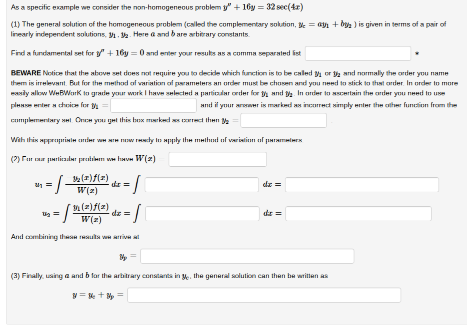 Solved HW 10 - Variation of Parameters: Problem 3 Previous | Chegg.com