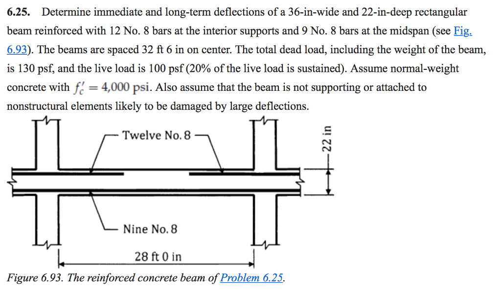 Solved 6.25. Determine immediate and long-term deflections | Chegg.com