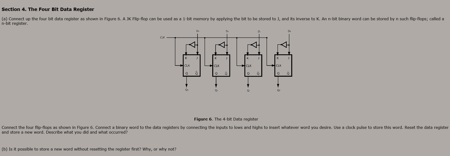 Solved Section 4. The Four Bit Data Register (a) Connect up | Chegg.com