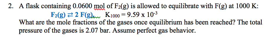 Solved 2. A flask containing 0.0600 mol of F2(g) is allowed | Chegg.com