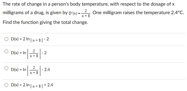 Solved The rate of change in a person's body temperature, | Chegg.com