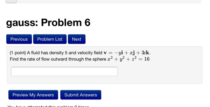 Solved gauss: Problem 5 Previous Problem List Next (1 point) | Chegg.com