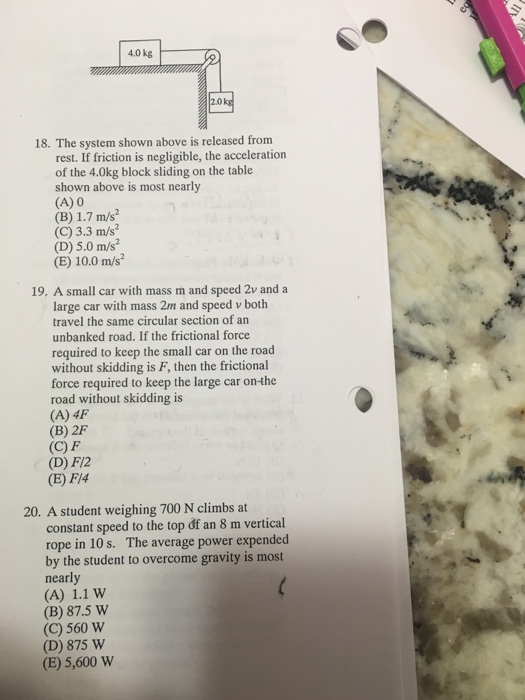 Solved The system shown above is released from rest. If | Chegg.com