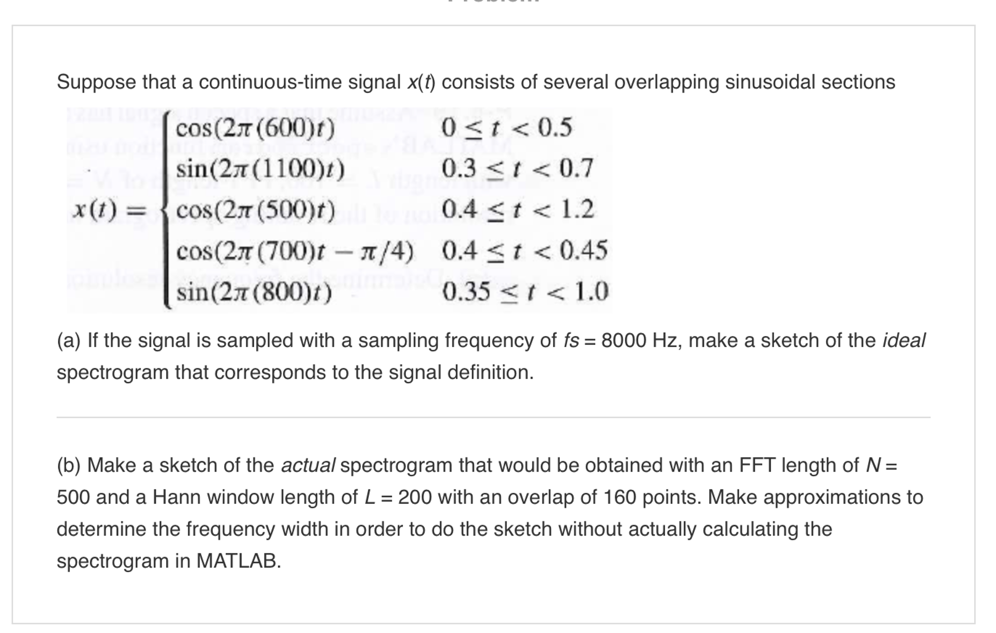 Suppose that a continuous-time signal x(t) consists | Chegg.com
