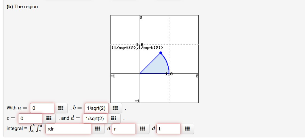 Solved (b) The region (1/sqrt(2),j/sqrt