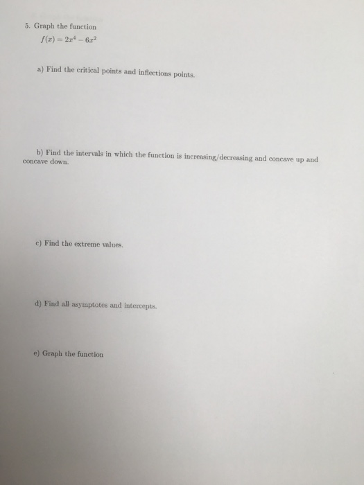 Solved Graph the function f(x) 2x^4 - 6x^2 a) Find the | Chegg.com