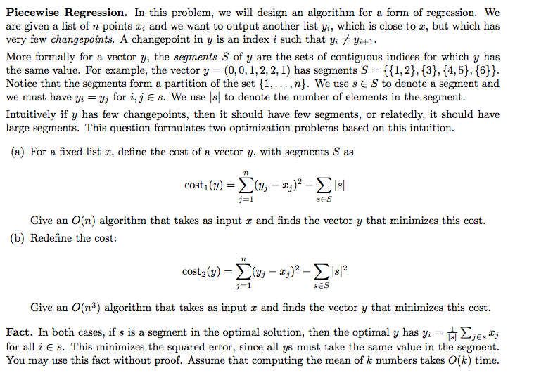 Solved Piecewise Regression. In this problem, we will design | Chegg.com