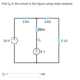 Solved Find Io in the circuit in the figure using mesh | Chegg.com