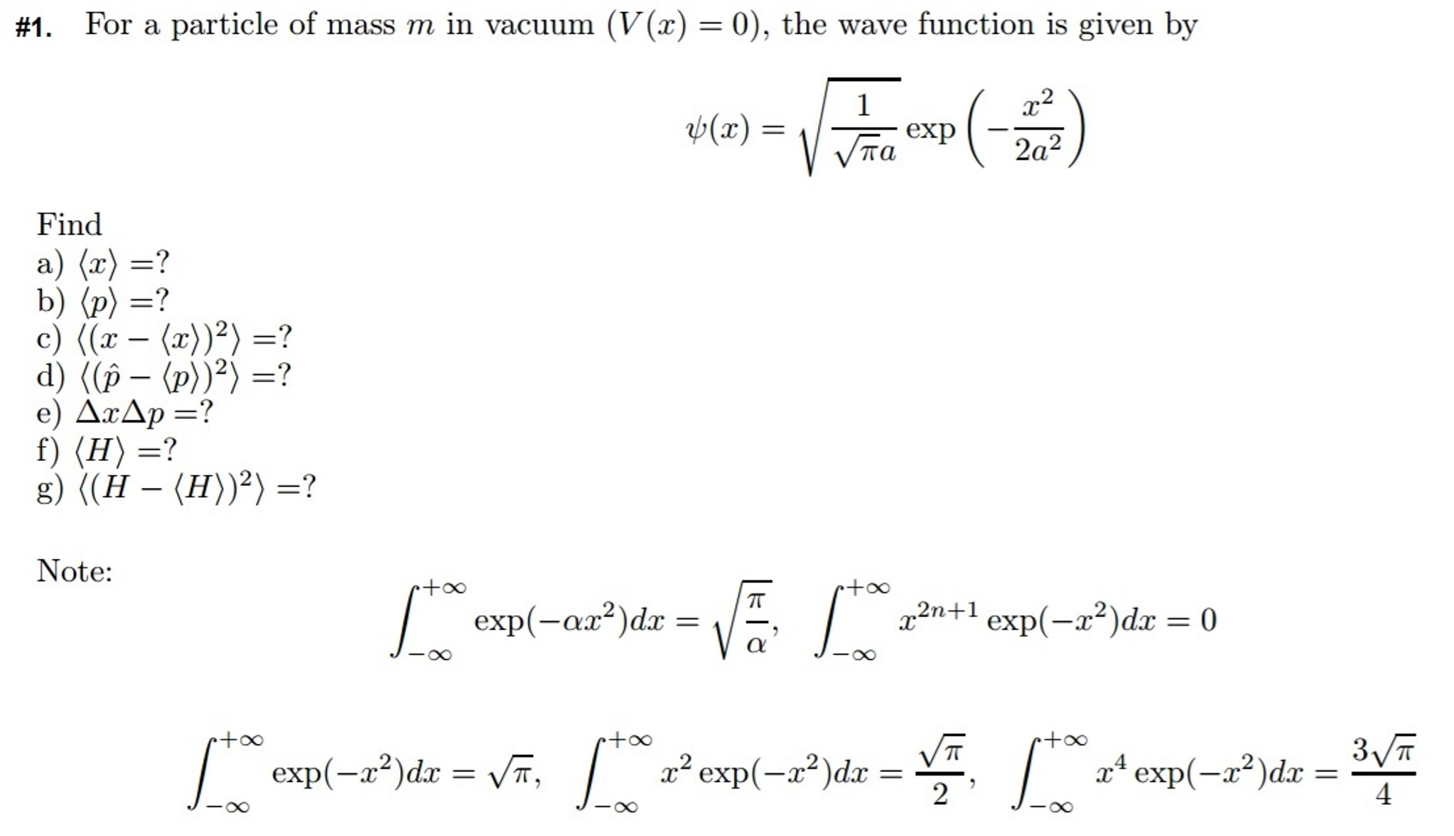 Solved For a particle of mass m in vacuum (V (x) = 0), the | Chegg.com