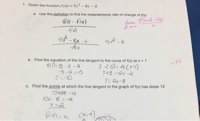 Solved Given the function f(x) = 5x^2 - 8x - 2. Use the | Chegg.com