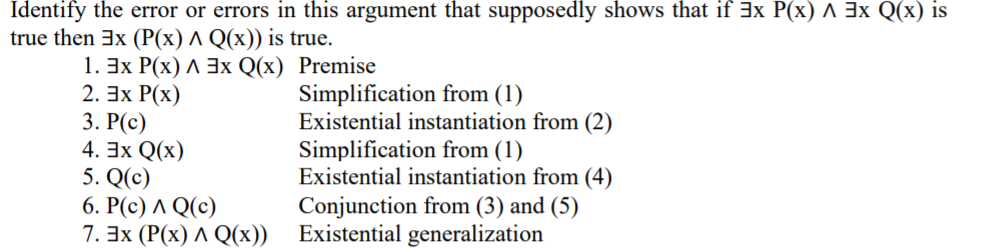 Solved Identify the error or errors in this argument that | Chegg.com
