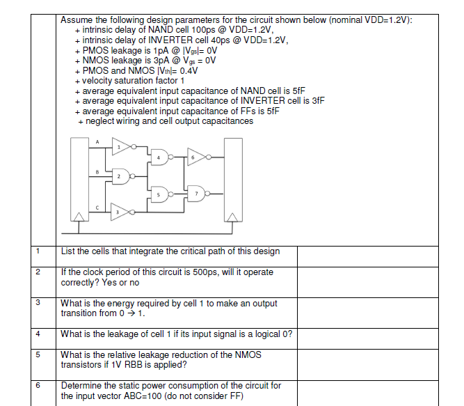 Solved Assume the following design parameters for the | Chegg.com
