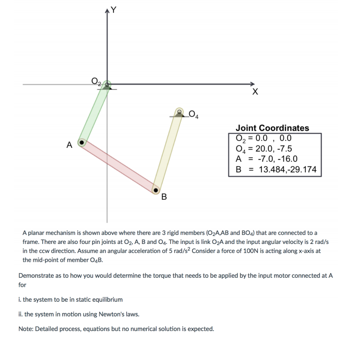 Solved A planar mechanism is shown above where there are 3 | Chegg.com