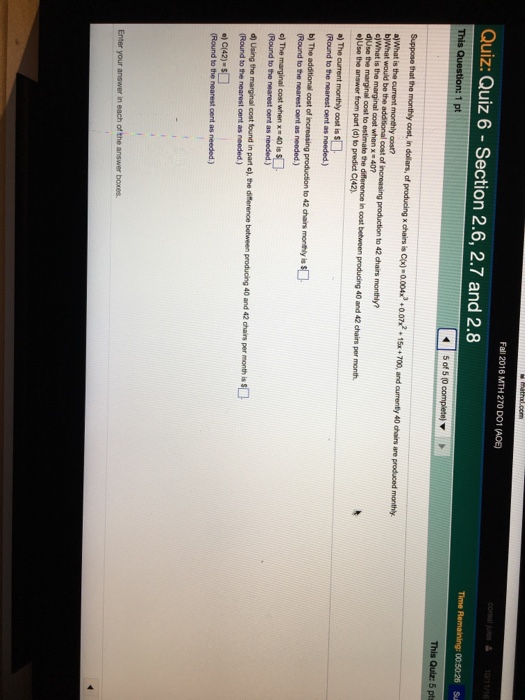 Solved Suppose The Monthly Cost In Dollar Of Producing X Chegg