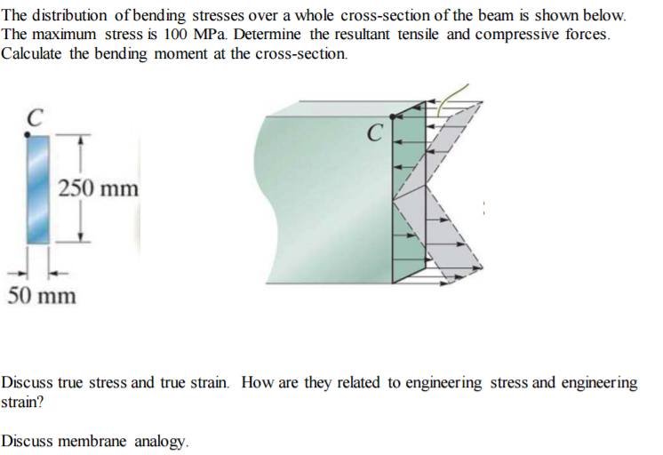Solved 1)The distribution of bending stresses over a whole | Chegg.com