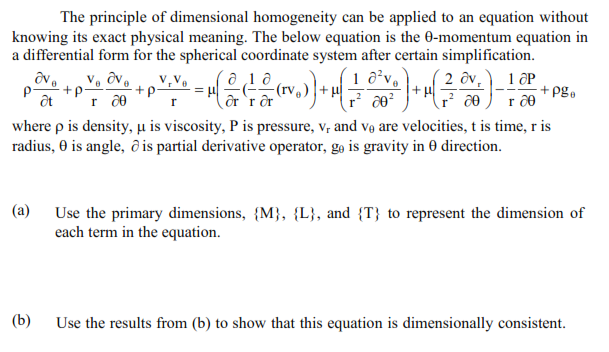 Solved The principle of dimensional homogeneity can be | Chegg.com