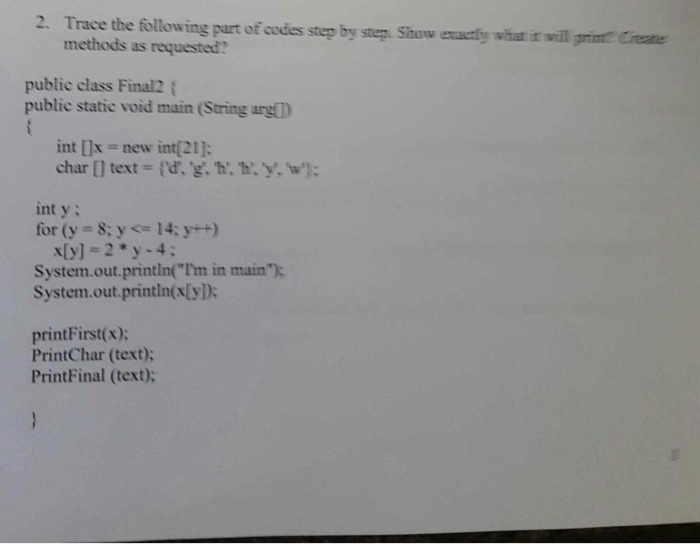 Solved 2. Trace the following part of codes step by ste, | Chegg.com