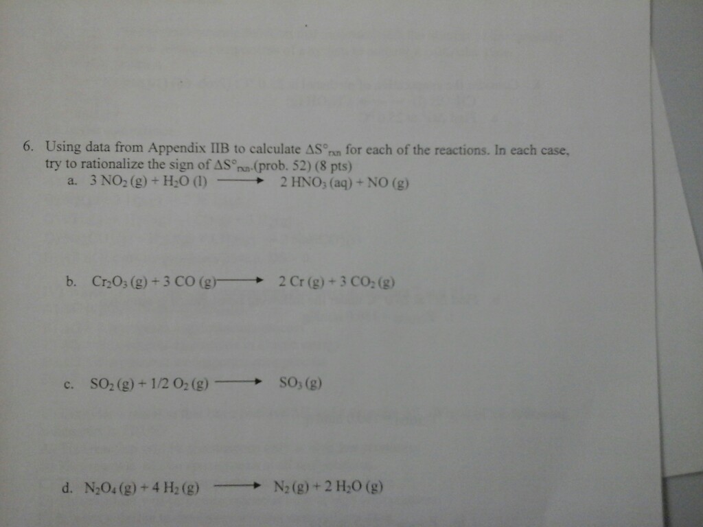 Solved Using data from Appendix IIB to calculate delta S | Chegg.com