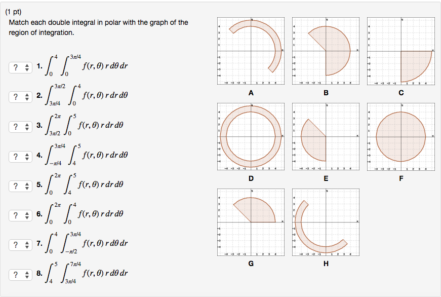 Solved match each double integral in polar with the graph of | Chegg.com