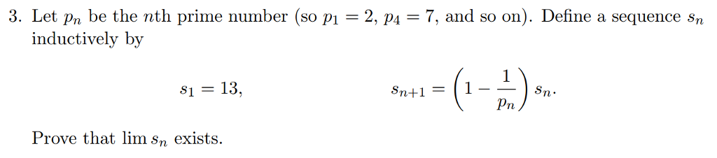 Solved 3. Let Pn be the nth prime number (so P1-2, P4 = 7, | Chegg.com