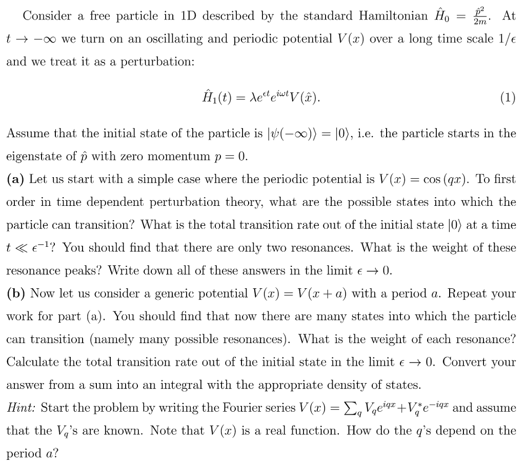 Consider a free particle in 1D described by the | Chegg.com