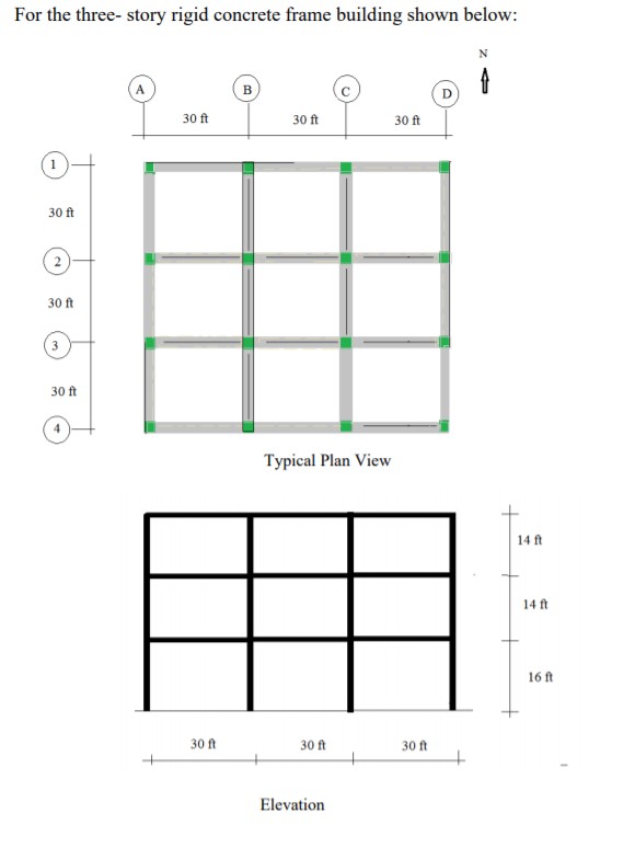Solved For the three- story rigid concrete frame building | Chegg.com