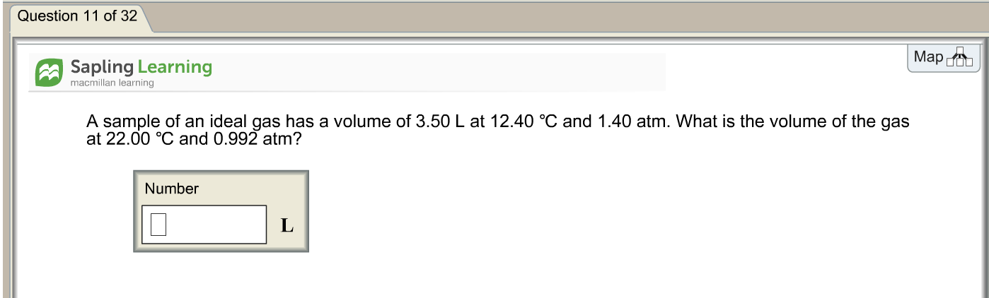 Solved A sample of an ideal gas has a volume of 3.50 L at | Chegg.com