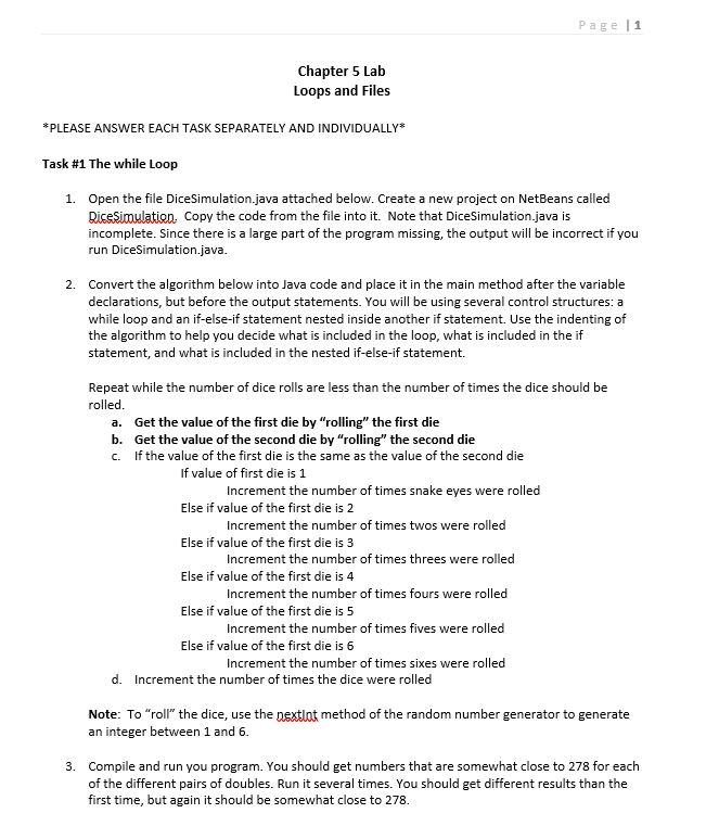 Solved Java Lab Chapter 5 Loops and Files Please help | Chegg.com