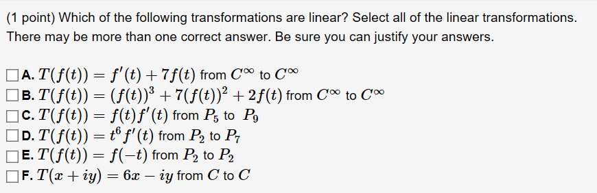 Solved 1 Point Which Of The Following Transformations Are 