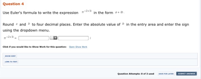 Solved Use Euler's formula to write the expression n^-2 + 3i | Chegg.com