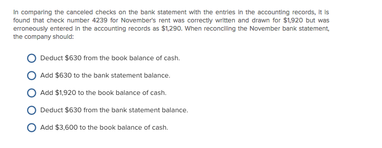 Solved In comparing the canceled checks on the bank | Chegg.com