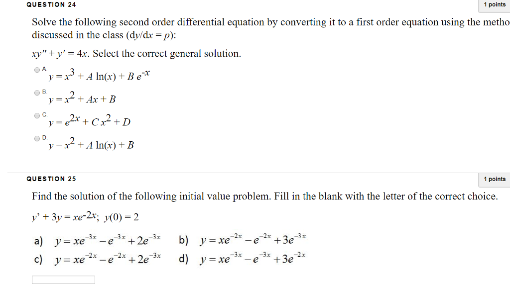 Solved Solve the following second order differential | Chegg.com