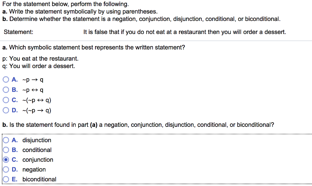 Solved For the statement below, perform the following a. | Chegg.com