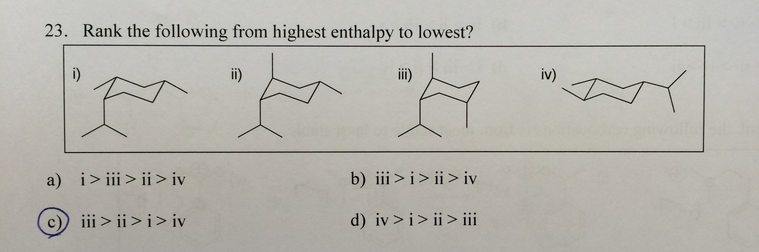 Solved Rank the following from highest enthalpy to lowest? | Chegg.com