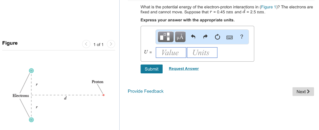 Solved What Is The Potential Energy Of The Electron Proton