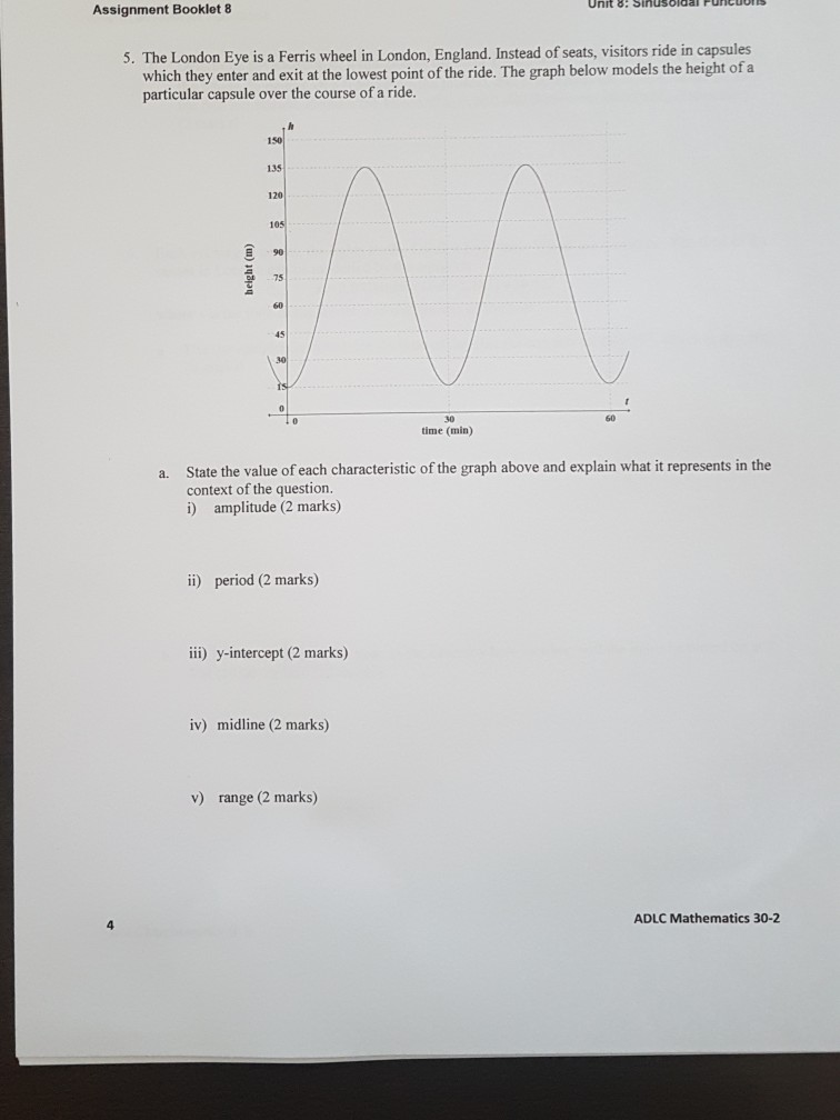 Solved Assignment Booklet 8 5. The London Eye is a Ferris | Chegg.com