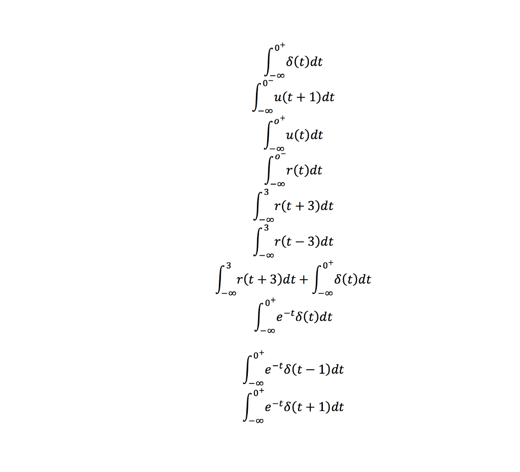 Solved Integral^0^+_-infinity delta (t) dt | Chegg.com
