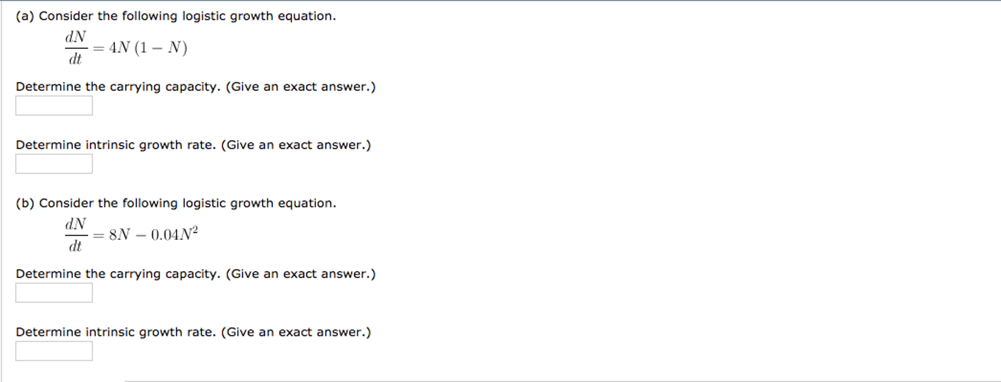 Solved Consider the following logistic growth equation. | Chegg.com