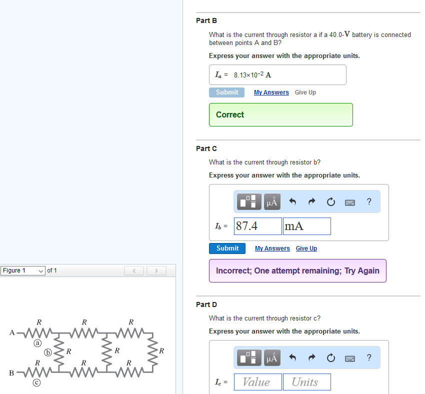 Part B What is the current through resistor a if a | Chegg.com