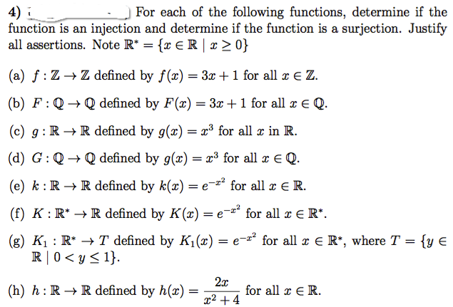 Solved 4) function is an injection and determine if the | Chegg.com